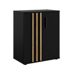 SIDEBOARD Turell 2D Schwarz 60/73/35 cm &ndash; Kommode Schmal mit Lamellen