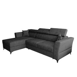 ECKSOFA L Form Ribella Antrazit 265/180/100 cm Links mit Schlaffunktion