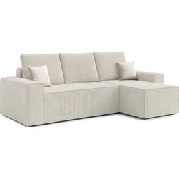 ECKSOFA L Form Talaton Beige 246/149/87 cm &ndash; mit Schlaffunktion und Bettkasten