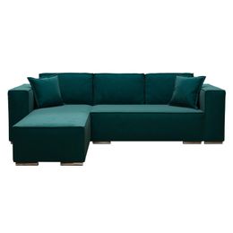 ECKSOFA L Form Vinoria T&uuml;rkis 255/180/82 cm Links mit Schlaffunktion