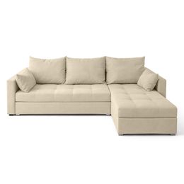ECKSOFA Universelle L Form Elif Hellbraun 220/140/85 cm stilvolle mit Schlaffunktion