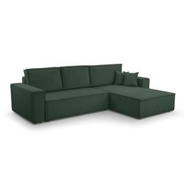 ECKSOFA L Form Cedria Dunkelgr&uuml;n 287/145/85 cm mit Schlaffunktion