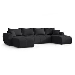 WOHNLANDSCHAFT Malatya U Form Schwarz 311/145/80 cm mit Schlaffunktion