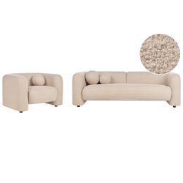 Beliani 4-SITZER-SOFA Set Boucl&eacute; beige Leiren