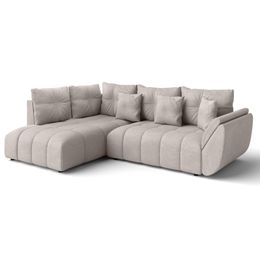 ECKSOFA L Form Corleone Beige 268/192/96 cm mit Schlaffunktion