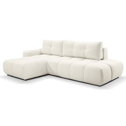 ECKSOFA L Form Hosio Cremewei&szlig; 286/177/88 cm Links mit Schlaffunktion