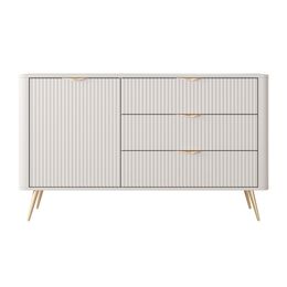 SIDEBOARD Vespasia 1T 3S Beige 138,2/81,2/38 cm &ndash; Geriffelten Fronten