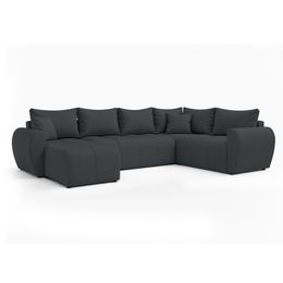 WOHNLANDSCHAFT Malatya U Form MAX Dunkelgrau 311/145/80 cm mit Schlaffunktion