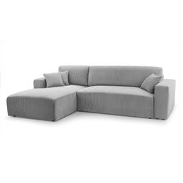 ECKSOFA L Form Catea Hellgrau 279/145/84 cm Links mit Schlaffunktion