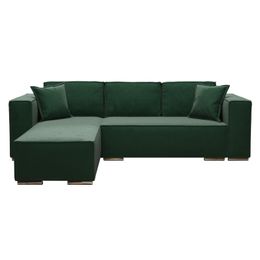 ECKSOFA L Form Vinoria Gr&uuml;n 255/180/82 cm Links mit Schlaffunktion
