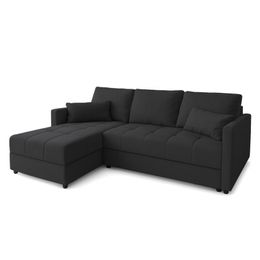 ECKSOFA L Form Dolceo Nachtschwarz 226/140/78 cm &ndash; Schlaffunktion Universell Links Rechts