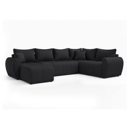 WOHNLANDSCHAFT Malatya U Form MAX Schwarz 311/145/80 cm mit Schlaffunktion
