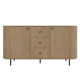 SIDEBOARD Halay Eiche Cremona 2 T&uuml;ren & 3 Schubladen Moderne Rillenstruktur 164,6 cm