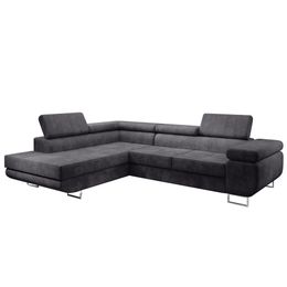 ECKSOFA L Form Kanya Hellgrau 275/202/90 cm &ndash; Sofa mit Bettfunktion & Stauraum L
