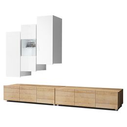 WOHNWAND Kossana 11 Wei&szlig;, Goldene Eiche 300/142/43 cm Design