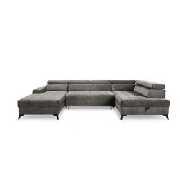 WOHNLANDSCHAFT Arkucio U Grau 345/200/95 cm &ndash; gro&szlig;es Sofa mit Schlaffunktion L