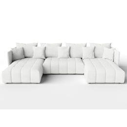 WOHNLANDSCHAFT Veliro U Wei&szlig; 353/180/83 cm mit Schlaffunktion und Bettkasten