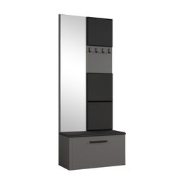 GARDEROBENSCHRANK Rosanno III Grau 80,6/204/40 cm &ndash; Modern, mit Spiegel und Kleiderhaken