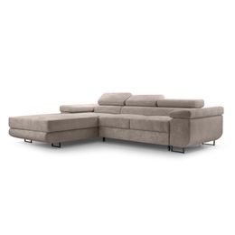 ECKSOFA L Form Arborio Beige 280/203/90 cm Links mit Schlaffunktion