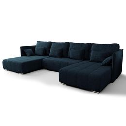 WOHNLANDSCHAFT Florinna Blau 345/182/87 cm mit Schlaffunktion