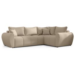 ECKSOFA L Form Malatya MAX Hellbraun 246/145/80 cm stilvolle mit Schlaffunktion R