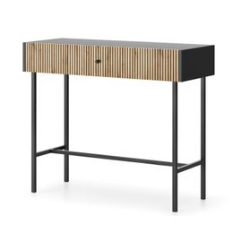 KONSOLENTISCH Dinley 1S Schwarz, Braun 93,2/79/39 cm &ndash; mit langen Beinen und Lamellenfront