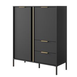 HIGHBOARD Catanian 2T 2S Grau 103,3/123,4/39,5 cm &ndash; mit goldenen Griffen und schwarzen Beinen
