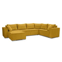 WOHNLANDSCHAFT Lovere U Gelb 314/217/90 cm &ndash; mit Schlaffunktion und Bettkasten