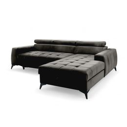 ECKSOFA L Form Arkucio Mini Schwarz 260/200/95 cm Rechts mit Schlaffunktion