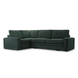 ECKSOFA L Form Treville Gr&uuml;n 296/196/94 cm &ndash; Links, mit Bettkasten und Schlaffunktion