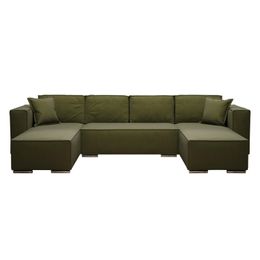 WOHNLANDSCHAFT Vinoria Dunkelgr&uuml;n 327/180/82 cm mit Schlaffunktion