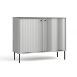SIDEBOARD Irelis 2T Grau 105,4/89,2/41 cm &ndash; mit geriffelten Fronten, mit schwarzen Beinen