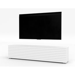 LOWBOARD ZIVOLLI 160 Wei&szlig;, Wei&szlig;e Lamellen 160/36,5/40 cm &ndash; H&auml;ngend und Stehend