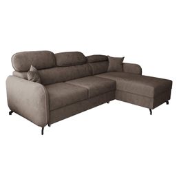 ECKSOFA L Form Ribella 5 Braun 265/180/100 cm Rechts mit Schlaffunktion