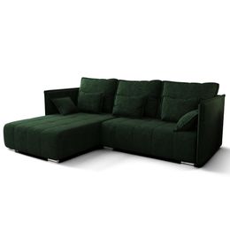ECKSOFA L Form Florinna Gr&uuml;n 245/182/87 cm mit Schlaffunktion