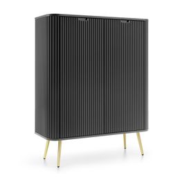 HIGHBOARD Salvia 2T Schwarz, Gold 103/129/39 cm &ndash; mit geriffelten Fronten und hohen Beinen