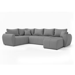 WOHNLANDSCHAFT Malatya U Form MAX Hellgrau 311/145/80 cm mit Schlaffunktion