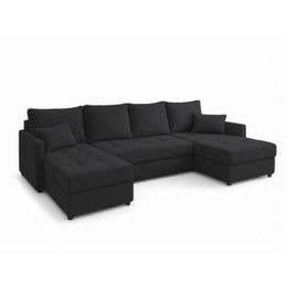 WOHNLANDSCHAFT Dolceo Schwarz 287/140/73 cm mit Bettkasten Schlaffunktion Wohnzimmer
