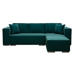ECKSOFA L Form Vinoria T&uuml;rkis 255/180/82 cm Rechts mit Schlaffunktion