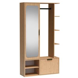 GARDEROBENSCHRANK Nemrut Braun 100/189/33 cm &ndash; Modern, mit Spiegel und viel Stauraum