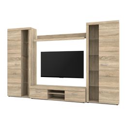 WOHNWAND Spacoro XL Sonoma Eiche 300/190/40 cm Viel Stauraum ohne LED