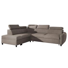ECKSOFA L Form Olettio Braun 265/205/96 cm Links mit Schlaffunktion