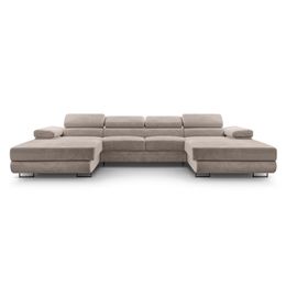 WOHNLANDSCHAFT Arborio Beige 352/202/90 cm mit Schlaffunktion