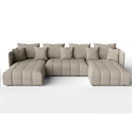 WOHNLANDSCHAFT Veliro U Hellbraun 353/180/83 cm mit Schlaffunktion und Bettkasten