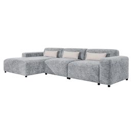ECKSOFA L Form Jughlio Hellgrau 331/165/75 cm Links mit Schlaffunktion
