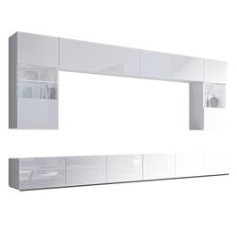 WOHNWAND Kossana 1 Modern Wei&szlig; 300/154/43 cm Stilvoll
