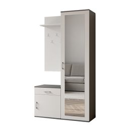 GARDEROBENSCHRANK Magnola Grau Wei&szlig; 100/180,5/35 cm &ndash; Modern, mit Spiegel und viel Stauraum