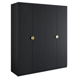 KLEIDERSCHRANK Brunelli 4T Schwarz 179,5/209/58,5 cm &ndash; mit 2 Kleiderstangen