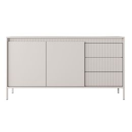 SIDEBOARD Trentinis 2T 3S Beige 153,5/81,4/39,5 cm &ndash; Geriffelten Fronten