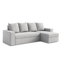ECKSOFA L Form Climpy Hellgrau 242/145/98 cm &ndash; mit Schlaffunktion und Bettkasten